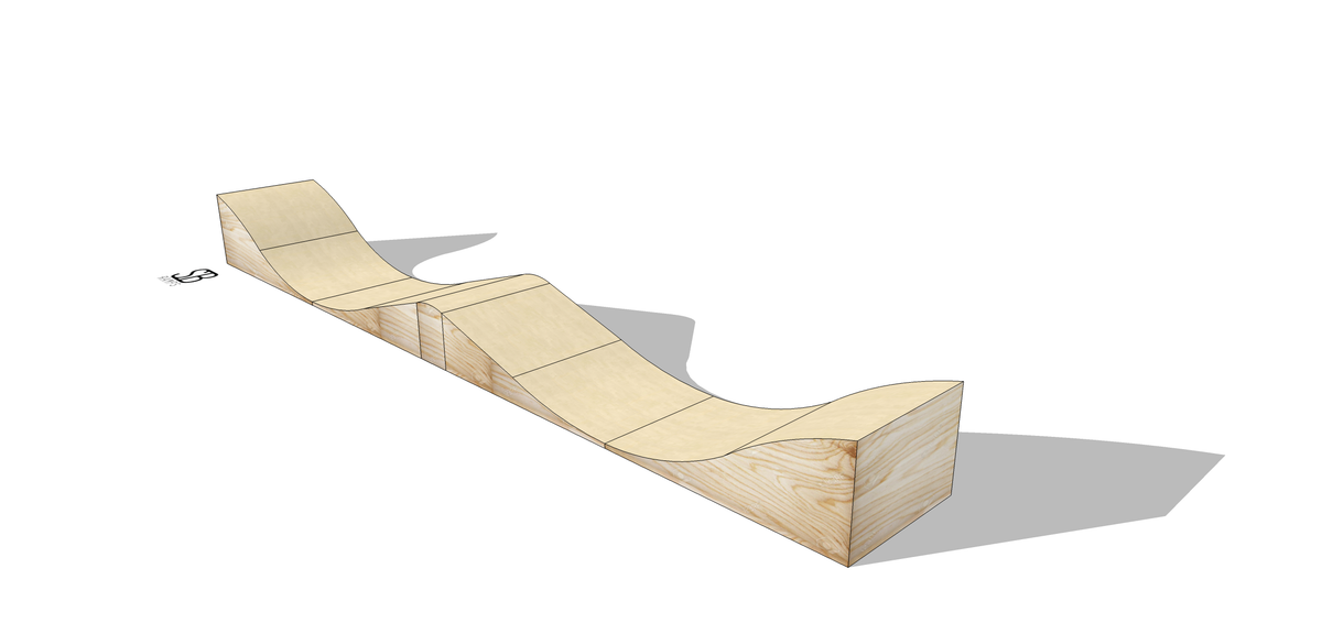 DOUBLE WAVERAMP SURFSKATE EXTENSION 1 MODULE (WOOD) – SB RAMPS